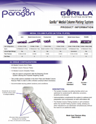 Gorilla® Medial Column Plating System – Paragon 28
